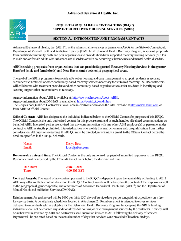 Fillable Online Fillable Online (ABH), as the administrative services ...