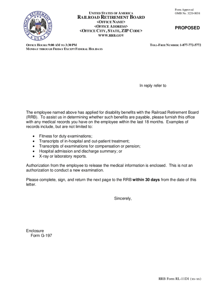 Fillable Online RL-11D1 (xx-xx). Form Approved OMB No. 3220-0038 Fax ...
