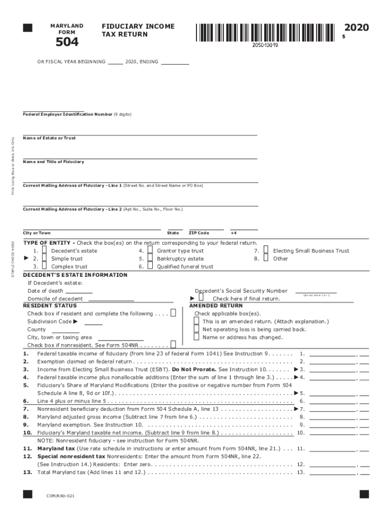 Fillable Online TY-2020-504.pdf. TAX YEAR 2020 504 BUSINESS TAXPAYER ...