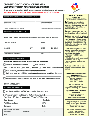 Fillable Online OCSA Advertising Form 2020-21 Fax Email Print - pdfFiller