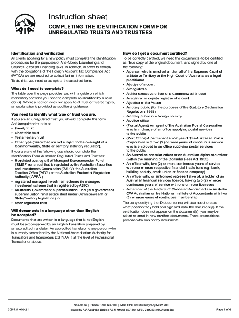 Fillable Online Fillable Online IDENTIFICATION FORM UNREGULATED ...