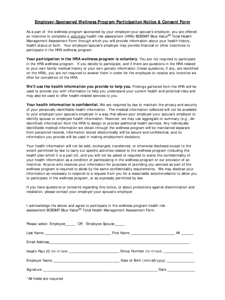 Fillable Online Total Health Management Assessment Form - BCBSMT Fax ...