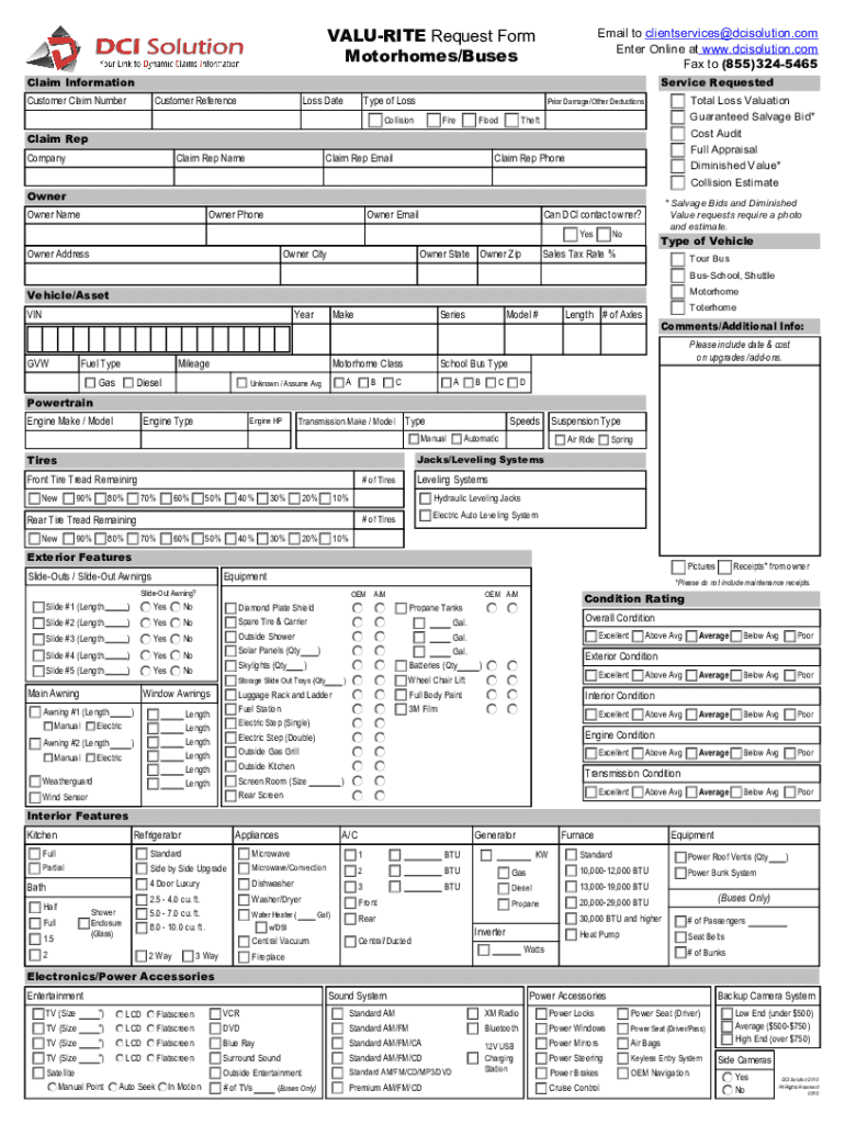 Fillable Online VALU-RITE Request Form Email to RVs (Non-Motorized ...