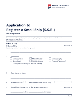 Fillable Online Application to Register a Small Ship (S.S.R.) Fax Email ...