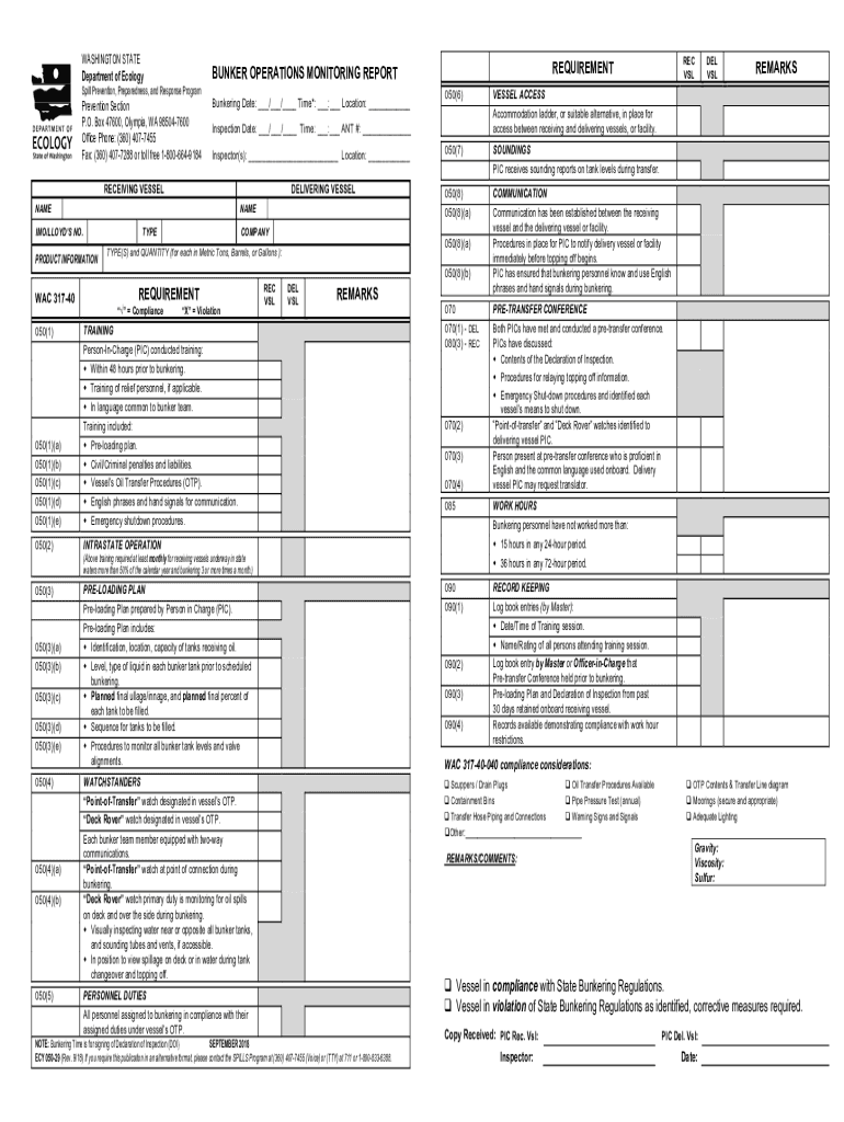 Fillable Online Bunker Operations Monitoring Report. Form used by oil ...