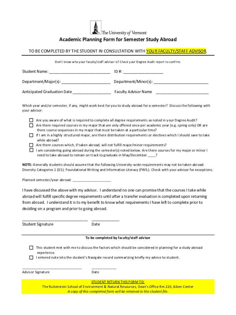 Fillable Online Study Abroad FormsCovenant College Fax Email Print ...