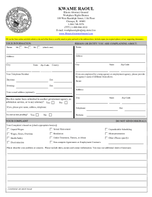 Fillable Online Workplace Rights Complaint Form Fax Email Print - pdfFiller