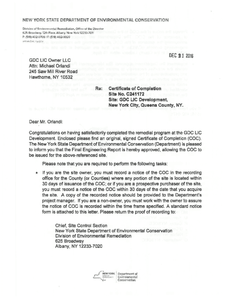 Fillable Online NYSDEC Certificate of Completion Fax Email Print ...