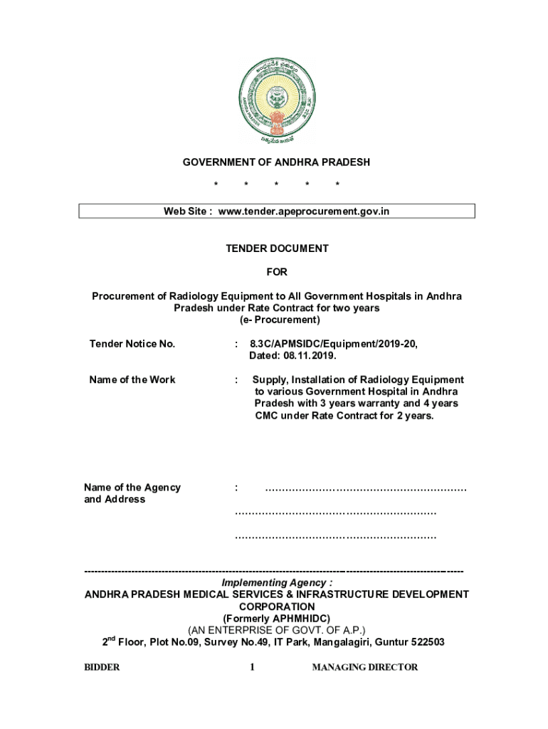 Fillable Online Govt of Andhra Pradesh - Tender Management System Fax Email Print - pdfFiller