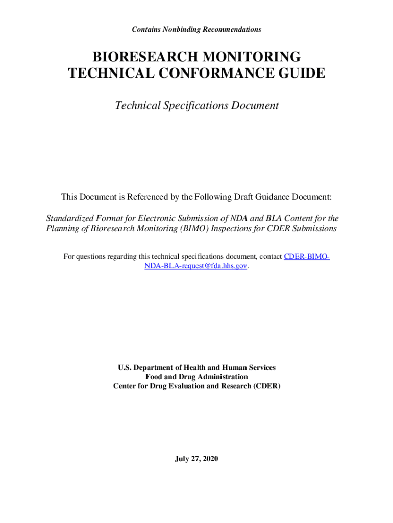 Fillable Online BIORESEARCH MONITORING TECHNICAL CONFORMANCE GUIDE Fax ...