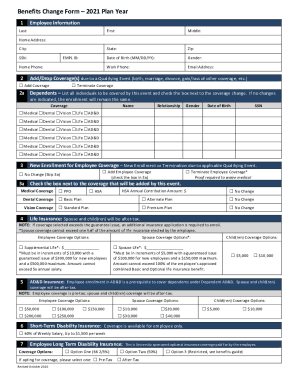 Fillable Online apps hr ou Benefits Change Form2021 Plan Year - OU ...