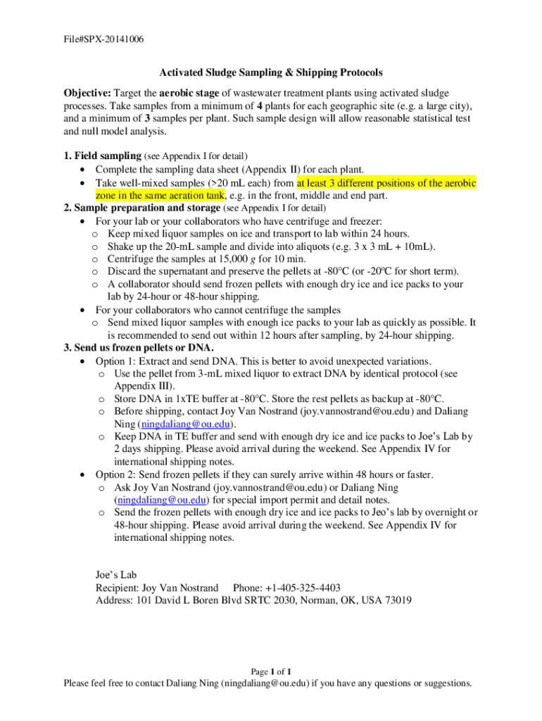 Fillable Online 1 sludge sample 1 Fax Email Print - pdfFiller