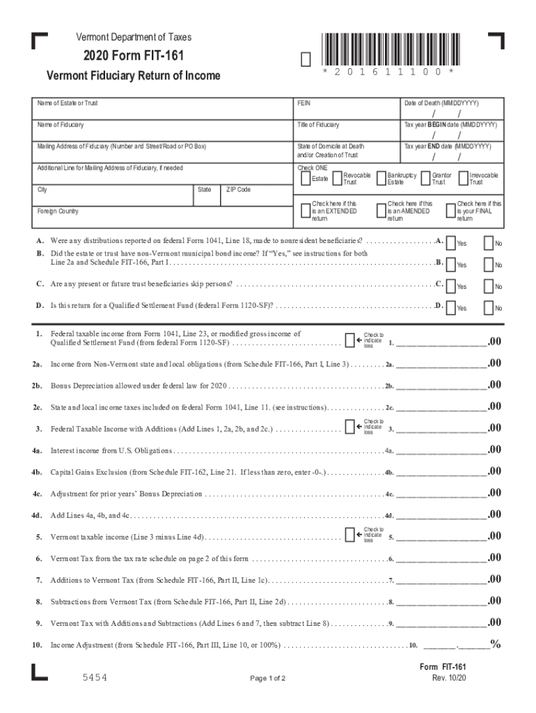 Fillable Online tax vermont Please print in BLUE or BLACK ink only ...