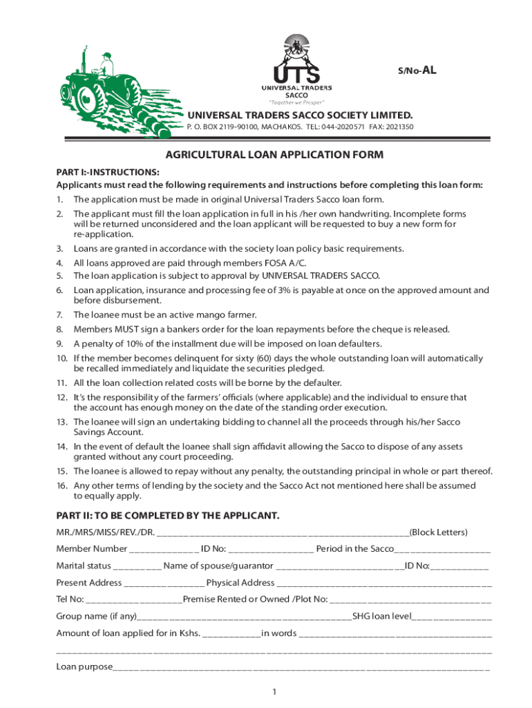 Fillable Online Agriculture loan form Fax Email Print - pdfFiller