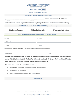 Fillable Online Disability Support Services Request & Release Form Fax Email Print - pdfFiller