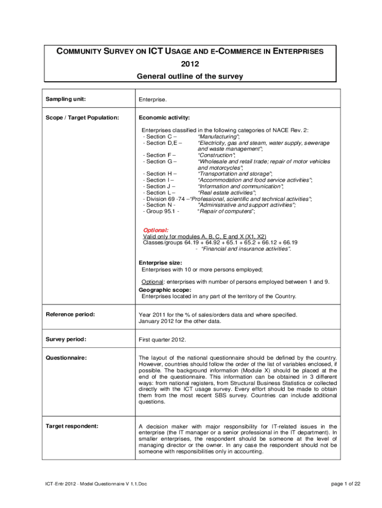 Fillable Online COMMUNITY SURVEY ON ICT USAGE AND E COMMERCE IN ...