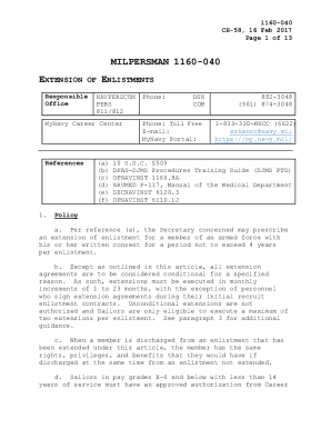 Fillable Online MILPERSMAN 1160-040 EXTENSION OF ENLISTMENTS - MyNavyHR ...