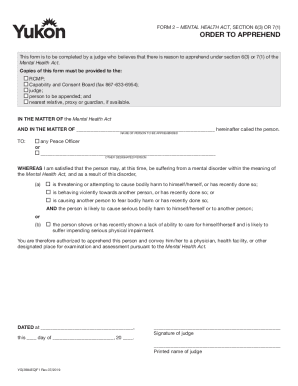 Fillable Online FORM 2 MENTAL HEALTH ACT, SECTION 6(3) OR 7(1) Fax ...