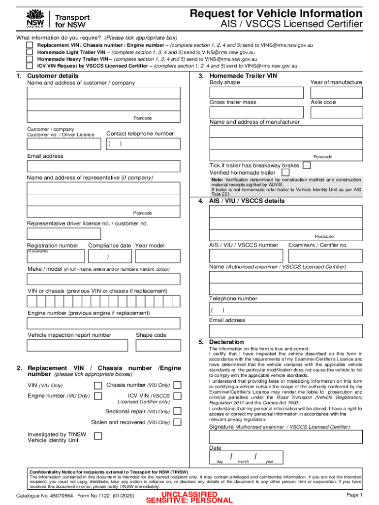 Fillable Online Request for Vehicle Information - AIS / VSCCS Licensed ...