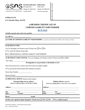 Fillable Online o s INSTRUCTIONS: AMENDED CERTIFICATE OF LIMITED ...