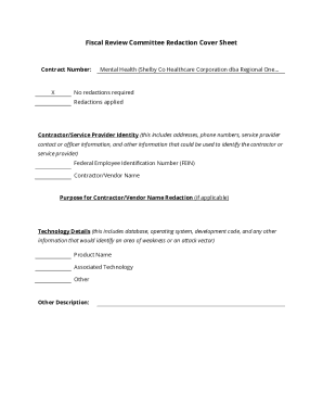 Fillable Online Fiscal Review Committee Redaction Cover Sheet Fax Email ...