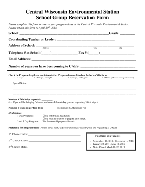 Fillable Online CENTRAL WISCONSIN ENVIRONMENTAL STATION Fax Email Print ...