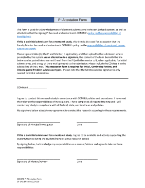 Fillable Online The PI Attestation Form allows others to submit ... Fax ...