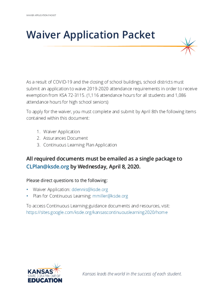 Fillable Online WAIVER APPLICATION PACKET Fax Email Print - pdfFiller