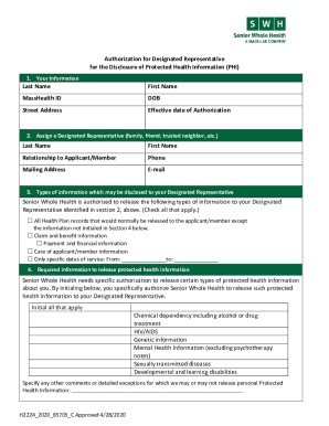 Fillable Online Authorization for Designated Representative Fax Email ...