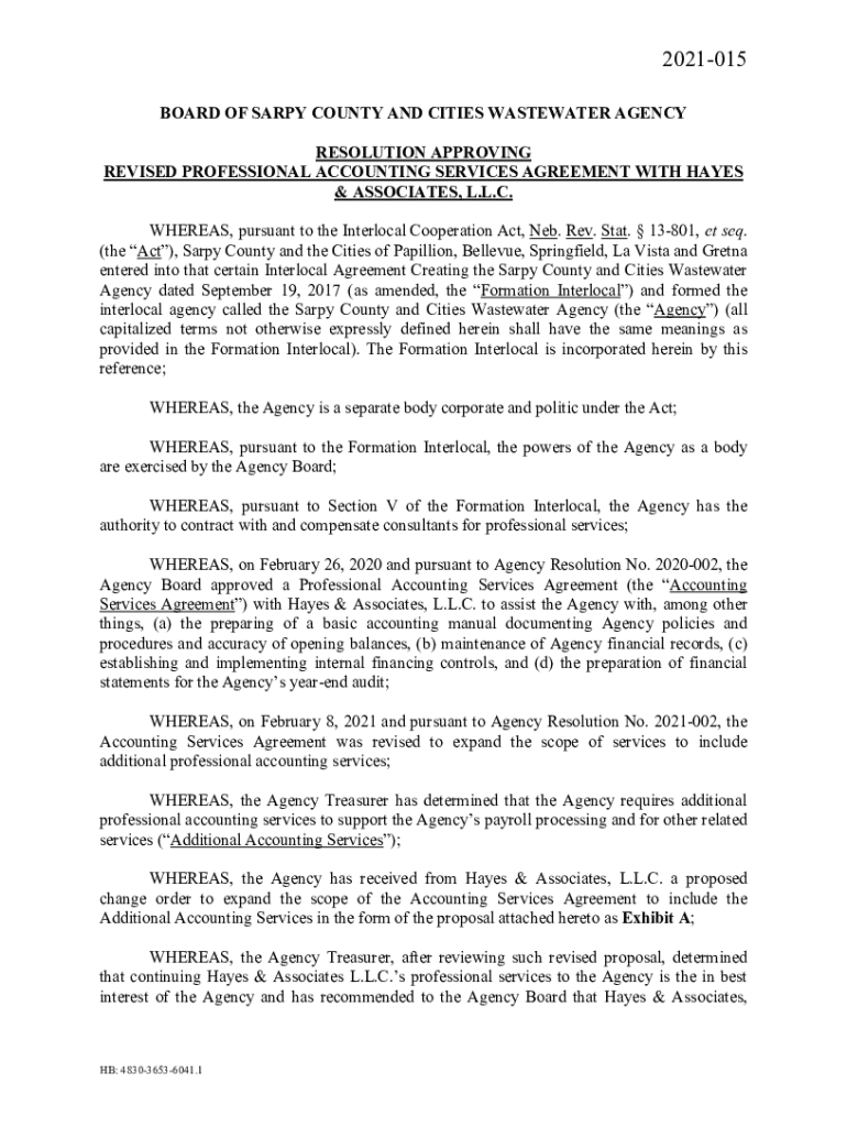 Fillable Online BOARD OF SARPY COUNTY AND CITIES WASTEWATER AGENCY ...