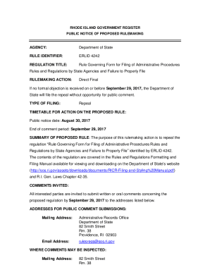 Fillable Online RULES GOVERNING FORM FOR FILING OF THE ADMINISTRATIVE ...
