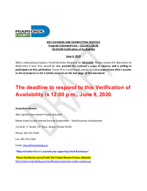 Fillable Online Attachments: VERIFICATION OF AVAILABILITY - Miami-Dade ...