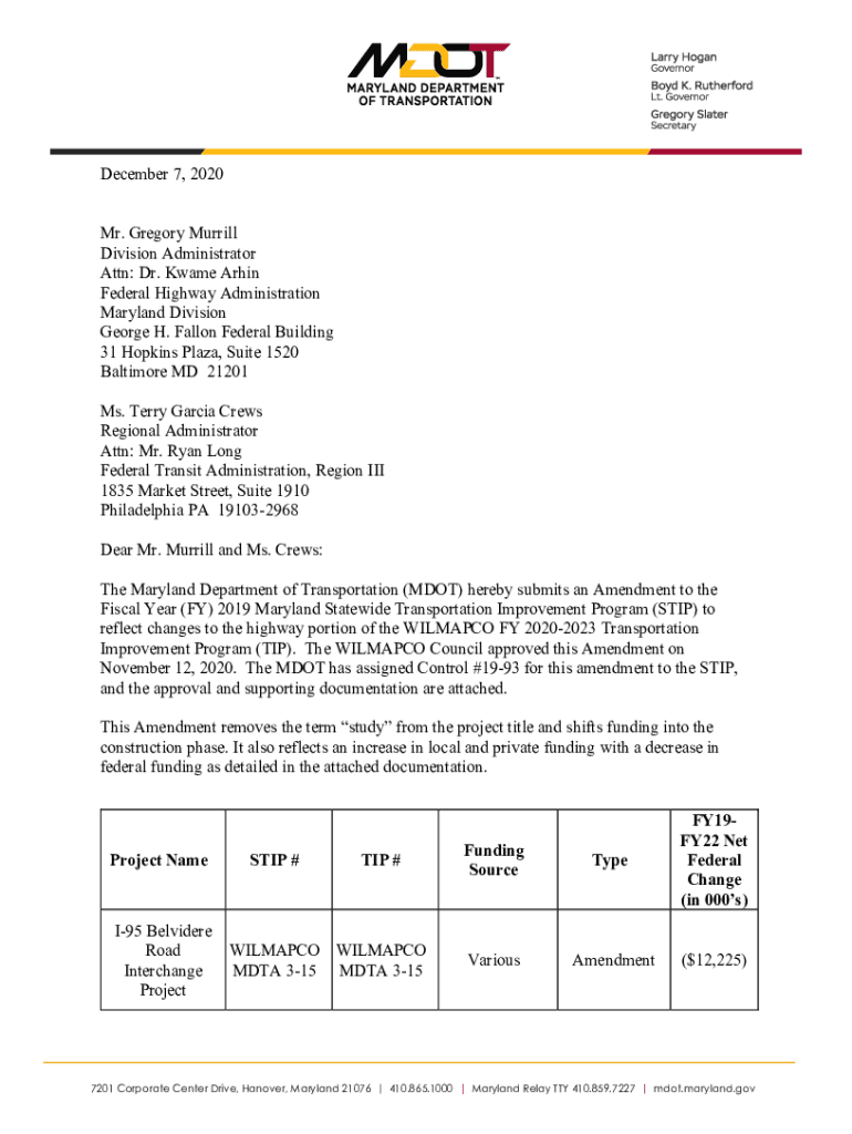 Fillable Online mdot maryland MDOT TSO Letterhead Template Fax Email ...