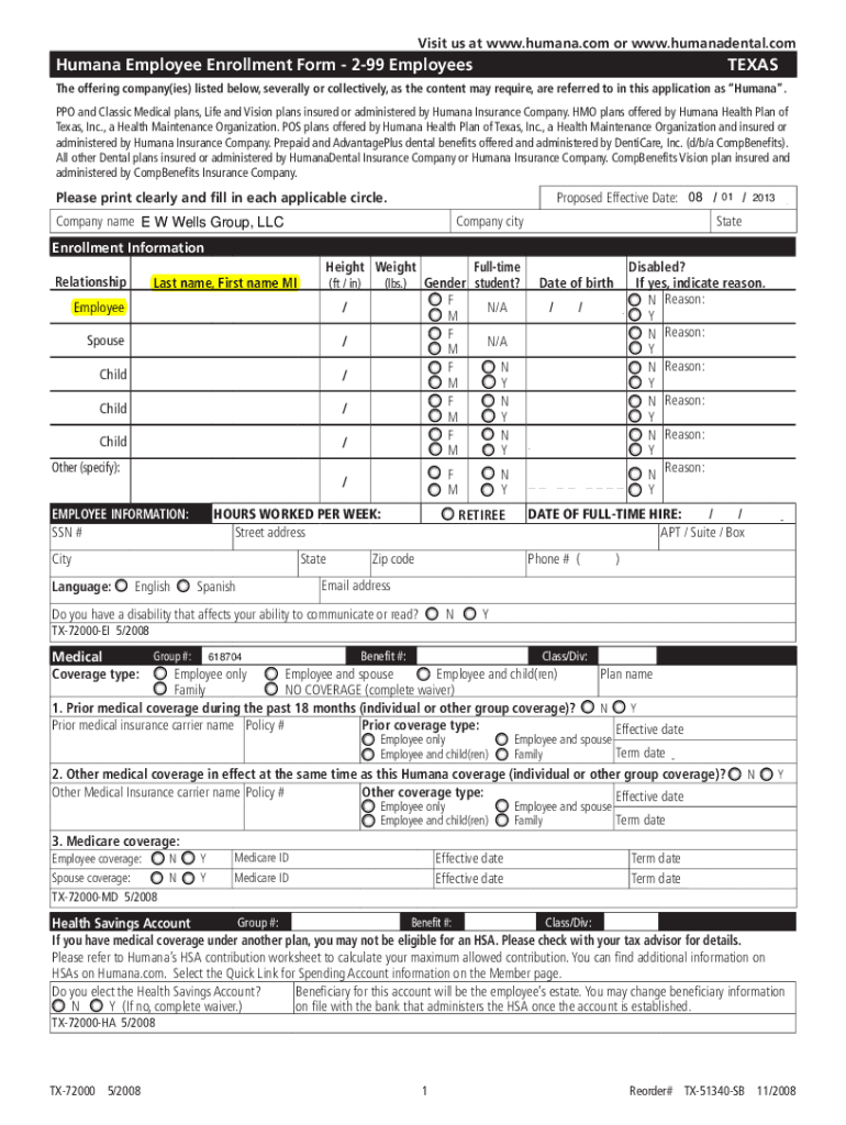Fillable Online Humana TX Application.pdf Fax Email Print - pdfFiller
