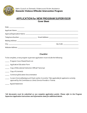 Fillable Online OIP Program Supervisor Application Form Fax Email Print ...