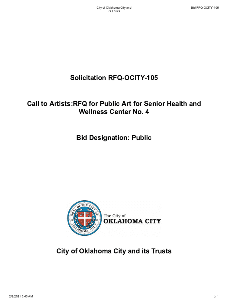 Fillable Online Solicitation RFQ-OCITY-105 Call to Artists:RFQ for ...