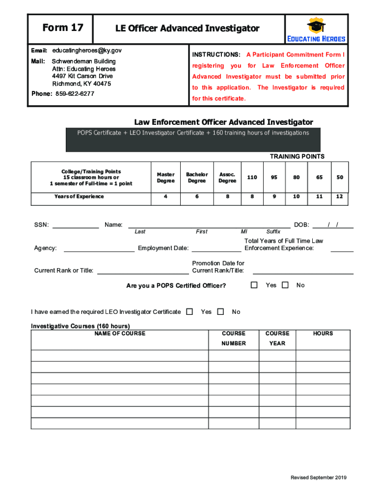 Fillable Online Form 17 - Kentucky Law Enforcement Council Fax Email ...