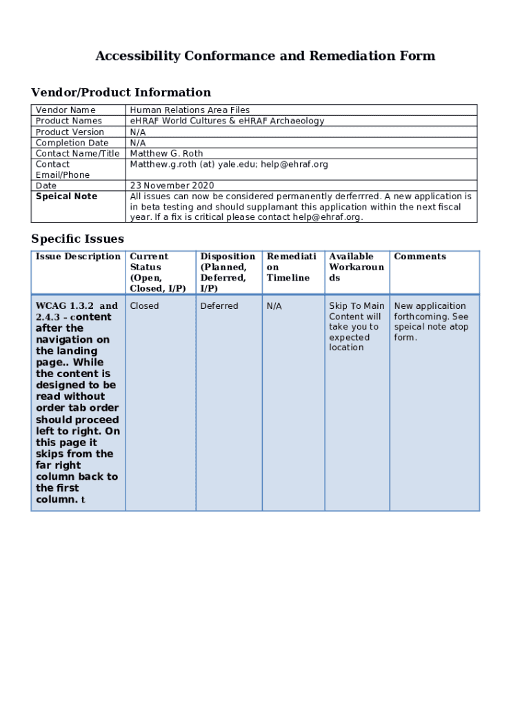 Fillable Online aimt tbr Accessibility Conformance, Complaint, and ...