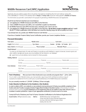 Fillable Online Wildlife Resources Cards: Renewal Noticenovascotia ...