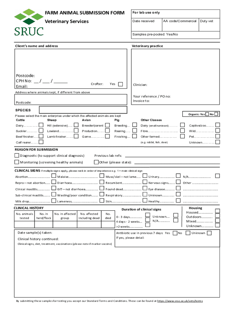 Fillable Online FARM ANIMAL SUBMISSION FORM Fax Email Print - pdfFiller