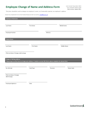 Fillable Online Employee Change of Name and Address Form Fax Email ...