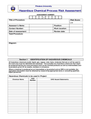 Fillable Online Hazardous chemical process risk assessment form Fax ...