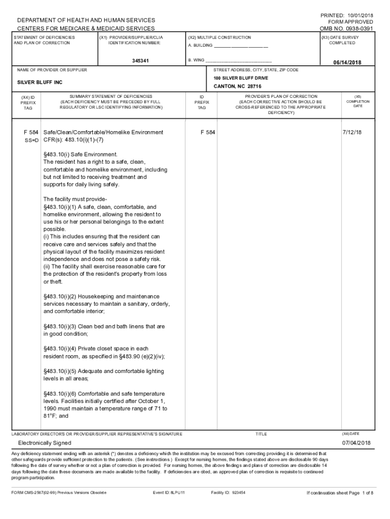 Fillable Online Fillable Online Form Cms2567 - Fill Online, Printable ...