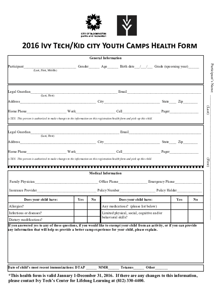 Fillable Online Ivy Arts for Kids - Ivy Tech Community College of Indiana Fax Email Print ...