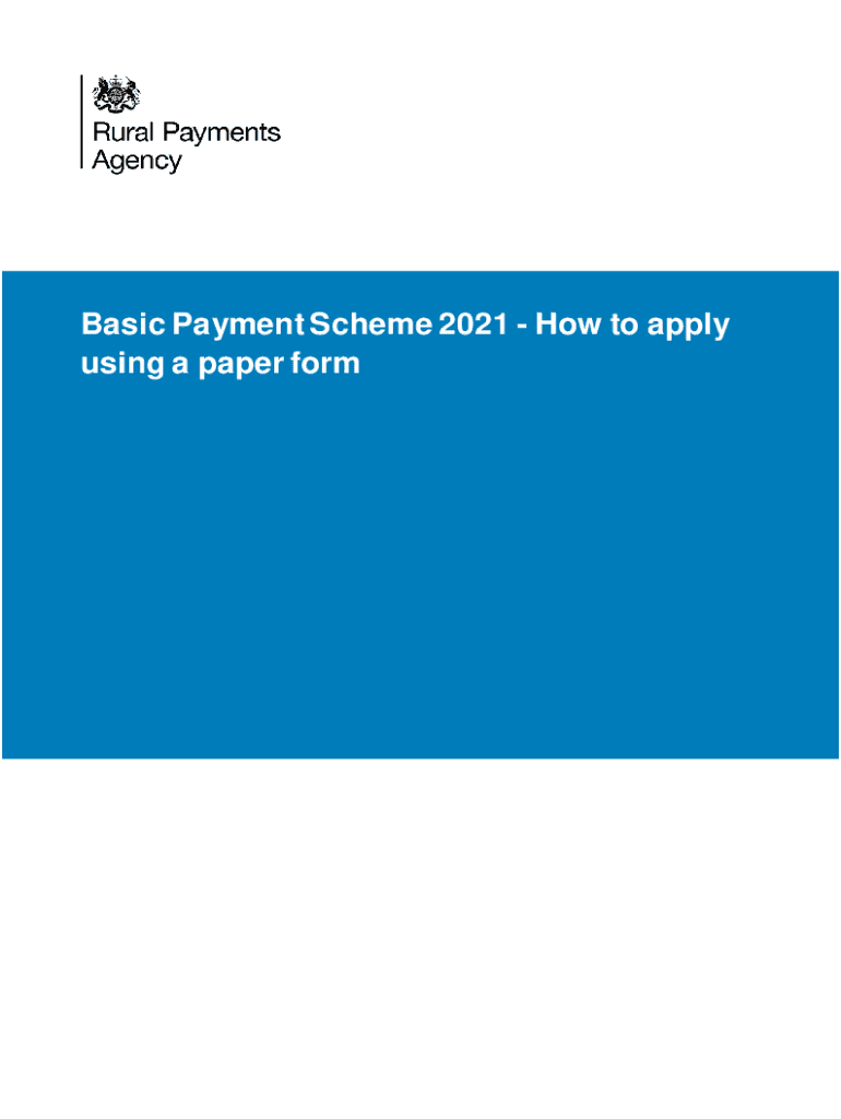 Fillable Online Basic Payment Scheme 2021 - How to apply using a paper ...