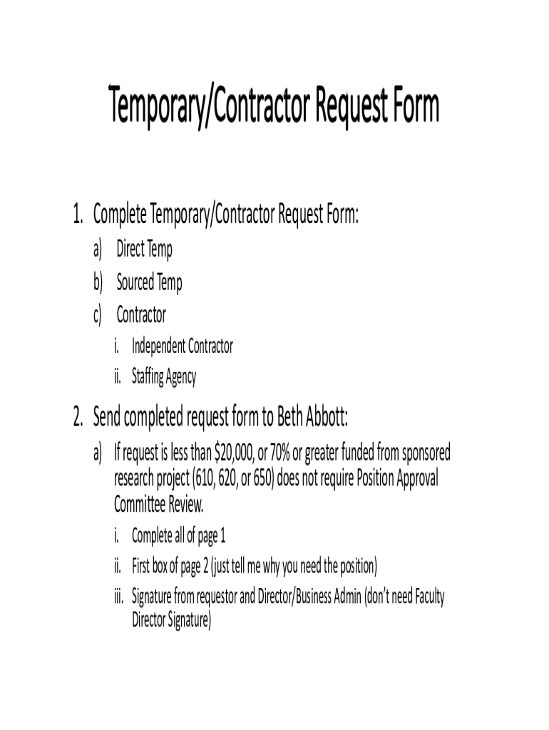 Fillable Online Temporary/Contractor Request Form Fax Email Print ...