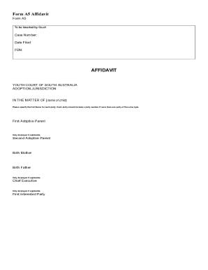 Fillable Online Form A5 Affidavit - courts.sa.gov.au Fax Email Print ...