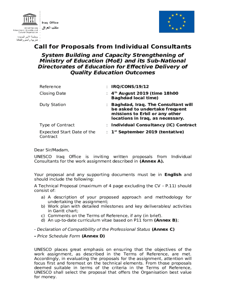 UNESCO OFFICE FOR IRAQ Call for Proposals from Individual ... Doc ...