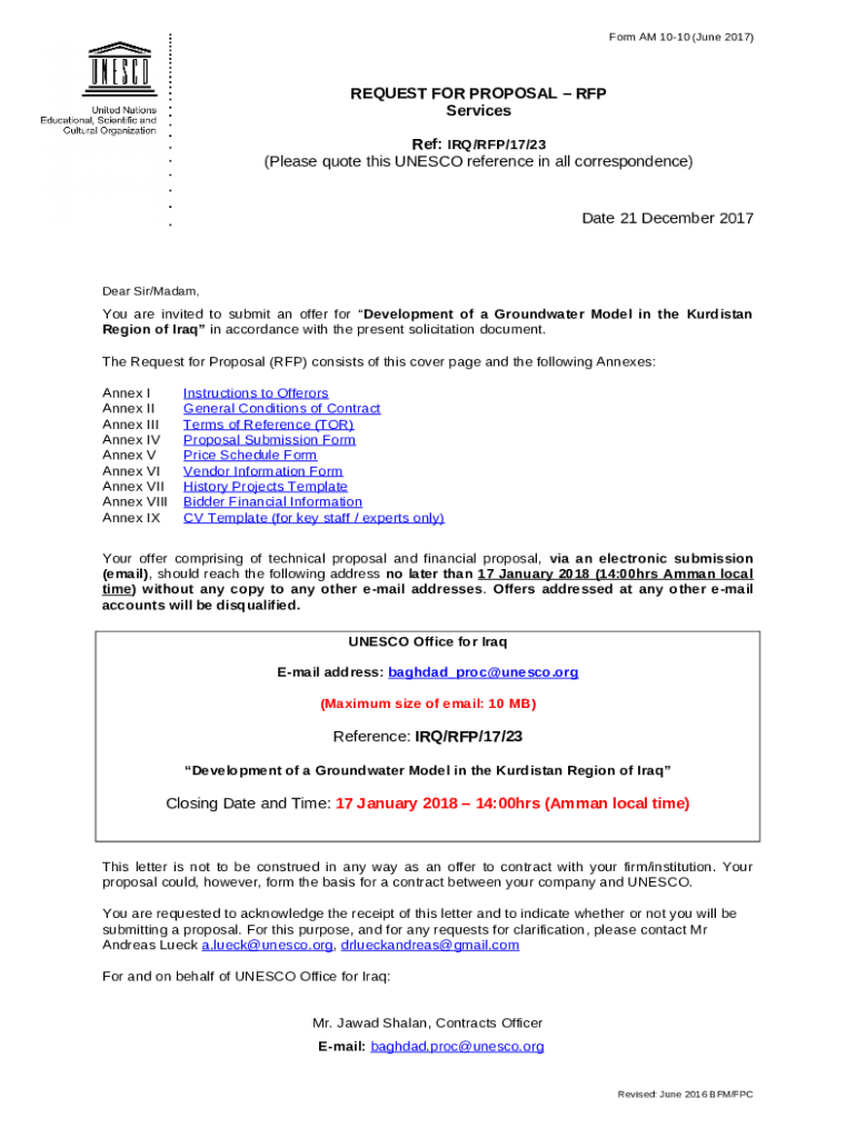 Request for Proposal - RFP - portal.unesco.org Doc Template | pdfFiller