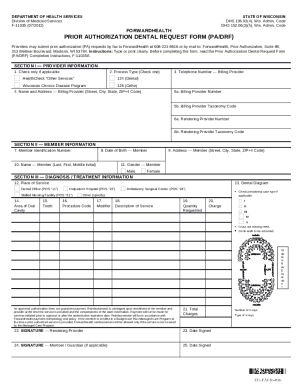 PRIOR AUTHORIZATION DENTAL REQUEST (PA/DRF), Doc Template | pdfFiller